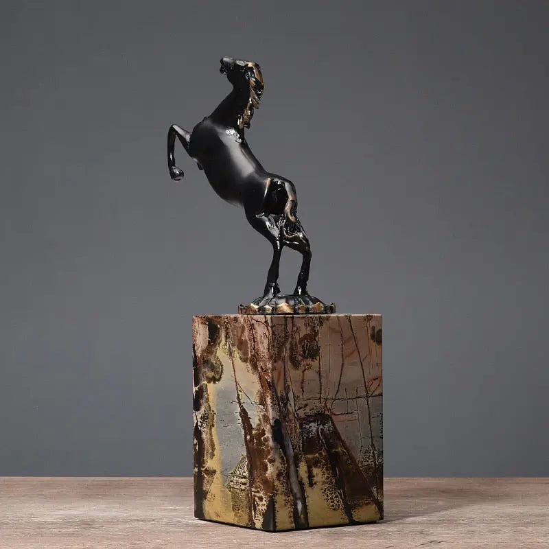 Running Horse Marble & Metal Statue – Decorfaure